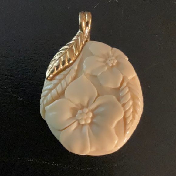 Jewelry | Gold Tone Hanger W Molded Ivory Color Pendant Image Is Group ...